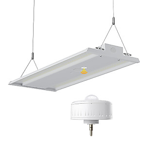 JC-LGL 300W LED Linear High Bay Light with PIR Sensor，LED High Bay Shop Lights Fixture, Compatible with Industrial 120-277V, LED Linear High Bay Light for Shop Garage Warehouse