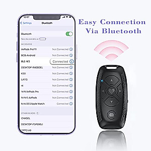 Bomilado Shutter Remote Control for iPhone Camera & TikTok Remote, Camera Wireless Remote Control for Android-Can Use to Scroll Videos for TikTok,Turn Pages and Adjust Volume-Compatible with Tablets
