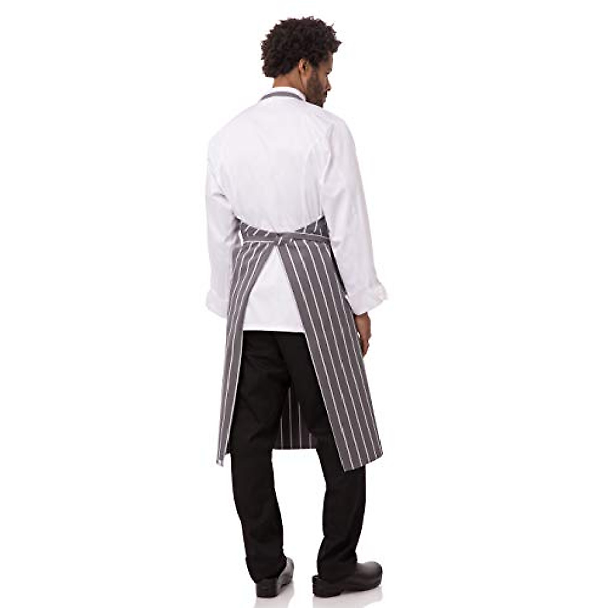 Chef Works Unisex English Chef Apron, Grey W/ Wht Stripe, One Size