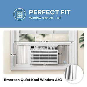 Emerson Quiet Kool EARC15RSE1 SMART 15,000 BTU 115V Window Air Conditioner with Remote, Wi-Fi, and Voice Control, White