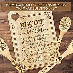 Mom Gifts, Mom Mothers Day Gifts, Gift for Mom from Daughters/Son, Mom Kitchen Gifts Cutting Board - Birthday Presents for Mom from Daughter - Mother Cooking Board with Utensil