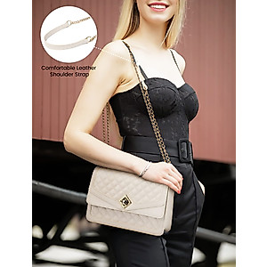 LOVEVOOK White Purse for Women Quilted Crossbody Bags with Chain Strap,Evening Handbag Clutch Purse 2023 New