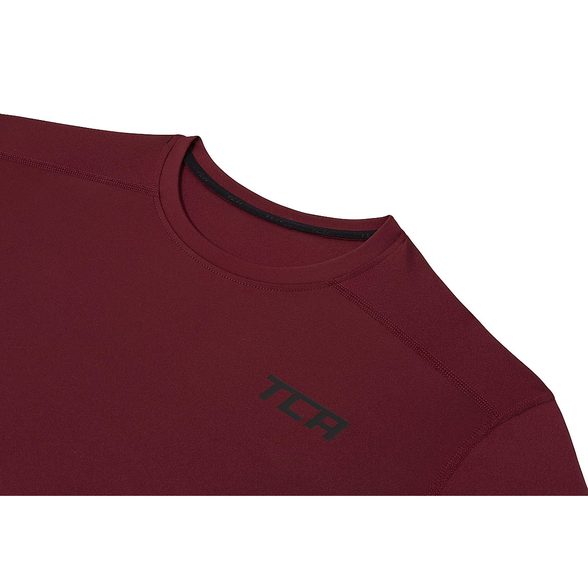 TCA Boys' Pro Performance Long Sleeve Running Compression Base Layer Top - Crew Neck - Cabernet, L Boy (10-12 Years)