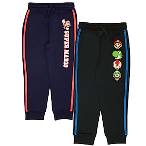 Nintendo Super Mario Boys 2-Pack Jogger Pants, Active Sweatpants Bundle Set for Kids and Toddlers (Size 8, Navy/Black)