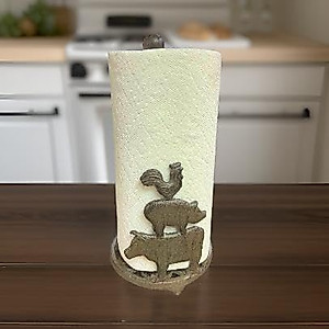 The Bridge Collection Farm Animal Paper Towel Holder - Paper Towel Holder Novelty - Farm House Paper Towel Holder for Pig Kitchen Decor - Weighted Paper Towel Holder for Kitchen, Camper, Dining Room