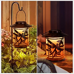 Solar Lantern Lights Outdoor, Dragonfly Waterproof Metal Hanging Solar Lights Decorative for Garden, Patio, Courtyard and Tabletop (Dragonfly)