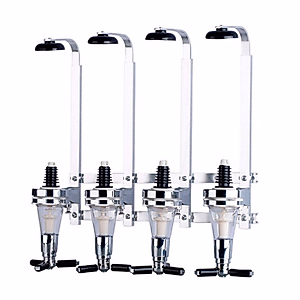 4 Bottle Liquor Dispenser, Wall Mounted Spirit Drinks Stand Optic, Spring-Loaded Wine Dispenser Stand Drinking Pourer Bottle Holder