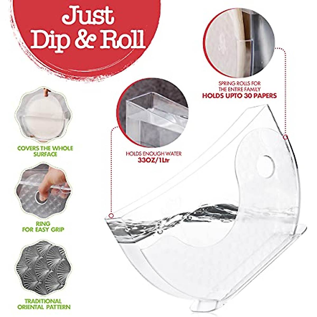 Oishi Tableware Rice Paper Water-Spring Roll Water Bowl,Rice Paper Holder for Rice Paper Wrappers for Spring Rolls,Summer Rolls. Spring Roll Maker,Banh trang holder 1 Pack Rice Paper Not Included