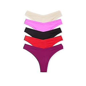 Victoria's Secret PINK Women's Cotton Stretch Thong Underwear, Panties for Women, Multicolored Basic, (XL)