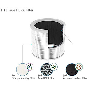 QUEENTY True HEPA Filter - Replacement Air Purifier Filter for QUEENTY F008&F007 Air Purifier (Filter)