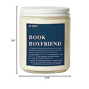 CE Craft Book Boyfriend Scented Candle - Gift for Her, Library Book Candle, Book Lover Gift, Reading Candle, Bookstore Book Lover Book Boyfriend Gift for Her