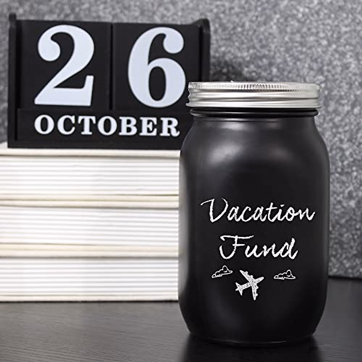 Darware Farmhouse Black Mason Jars (Set of 2); Home Decor and Storage Wide Mouth Decorative Wide Mouth Mason Jars, Black-Painted