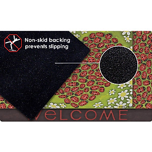 Toland Home Garden 800003 Ladybug Heart Summer Door Mat 18x30 Inch Welcome Outdoor Doormat for Entryway Indoor Entrance