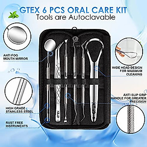 Dental Tools, Dental Pick, Plaque Remover [6 Pack] for Teeth Cleaning Kit , Tooth Cleaner, Tartar Remover - Dentist Kit