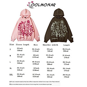 COOLMONAR Mens Cartoon Graphic Hoodies Streetwear Hooded Sweatshirt Pullover Hip Hop Fashion Y2K Hoodies Unisex
