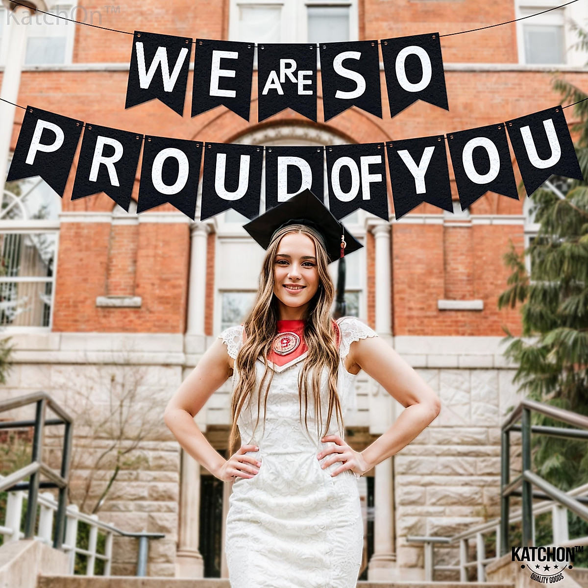 KatchOn, We are So Proud of You Banner - Huge, 10 Feet, No DIY | Congratulations Banner, Black and White Graduation Decorations Class of 2024 | Graduation Party Decorations | Karate Party Decorations