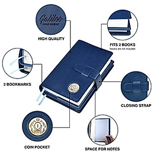Double AA Big Book Cover & 12 Steps & 12 Traditions | Medallion Holder | by Galileo | Perfect Gift | Alcoholics Anonymous (Plain/Coin Pocket/Navy Blue)