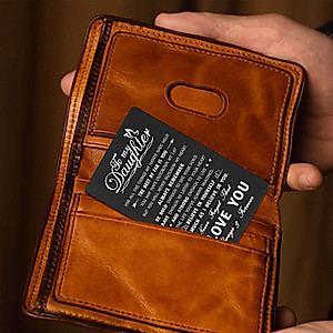 Mataly Daughter Gifts from Mom Dad - To My Daughter I Love You Inspirational Engraved Wallet Card, Birthday Graduation Christmas Presents