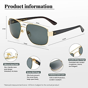 Veda Tinda Vision Big Aviator Sunglasses Gold Frame Black Polarized Oversized Mens Womens Glasses Retro Fashion Men Sun glasses