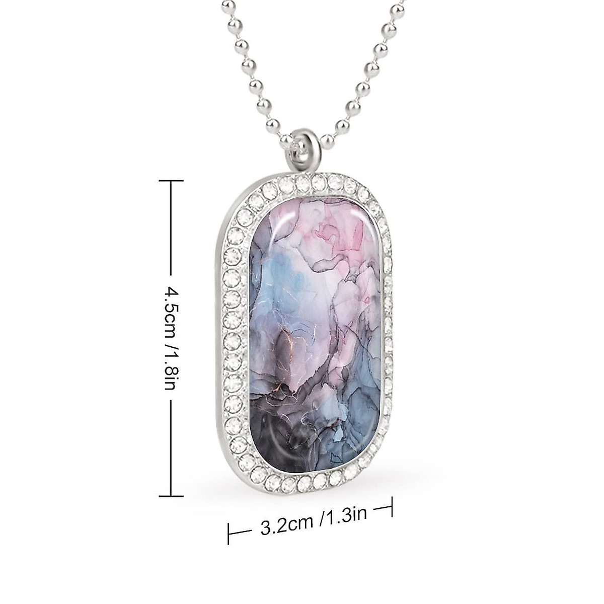 Donnapink Mixing Acrylic Paints Modern Fluid Alcohol Ink Art Marble Stone Silver Keepsake Memorial Necklace for Men Women Gift, Diamond Pendant Jewelry, Alloy Dog Necklace Keychain Tag Jewelry