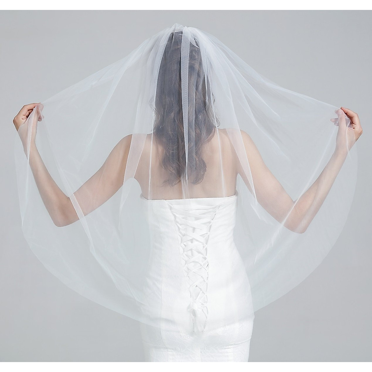 BEAUTELICATE Wedding Bridal Veil with Comb 1 Tier Cut Edge Fingertip&Cathedral Length