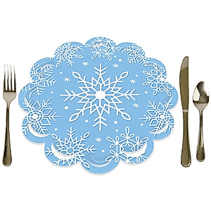 Big Dot of Happiness Blue Snowflakes - Winter Holiday Party Round Table Decorations - Paper Chargers - Place Setting For 12