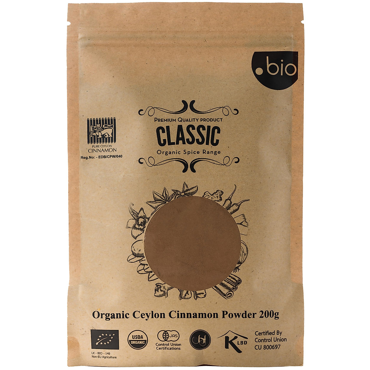 Organic Ceylon Cinnamon Powder | Certified USDA Organic and Kosher| Ceylon Cinnamon Powder Organic from Sri Lanka | Organic Cinnamon Ceylon from Sri Lanka| Premium Quality True Cinnamon Powder | 7 oz (200g) Eco-Friendly Resealable Bag