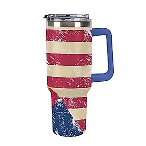 Vintage U.S.A And Colorado State Flag 40oz Water Bottle Double Wall Insulated Tumbler with Handle Leakproof Travel Mug Deep Blue-style