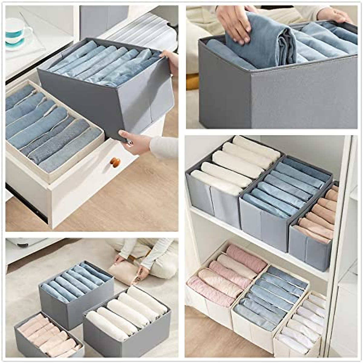 Clothes Drawer Organizer, 7 Grids Wardrobe Clothes Organizer for Weekly Clothes Organizer for Kids Stackable Jean Sweater Pants Organizer for Closet Sturdy Not Easy To Deform