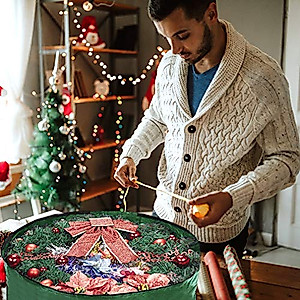 Propik Christmas Wreath Storage Bag 24" - Garland Holiday Container with Clear Window - Tear Resistant Fabric - 24" X 24" X 8" (Green)