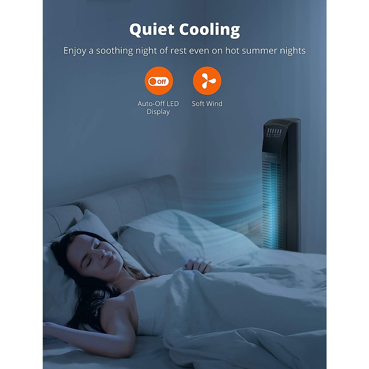 Tower Fan, 65°Oscillating Cooling Fan Powerful Floor Fan with Remote, LED Display, 9 Modes, Easy Clean, Up to 12H Timer, Bladeless Standing Fan Portable for the Whole Room Home Office