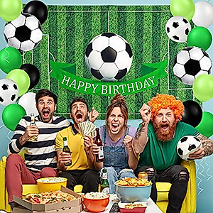 86 Pieces Soccer Birthday Party Decorations Supplies Include Soccer Birthday Party Backdrop Plastic Soccer Table Covers Soccer Balloon Garland for Soccer Event Birthday Party