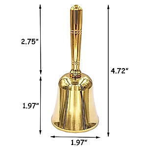 Hourwof Super Loud Hand Call Bell,Solid Brass Dinner Bell Service Bell Pet Training Bell Jingle Bell,Gold