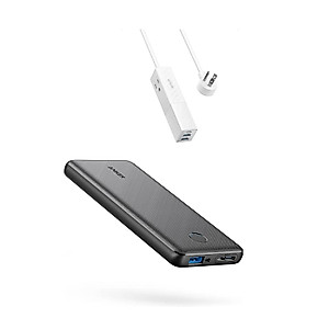 Anker Portable Charger, 313 Power Bank (PowerCore Slim 10K) 10000mAh and Travel Power Strip USB C, 511 USB Power Strip, 2Outlets & 3USB Ports, 5ft Soft Extension Cord