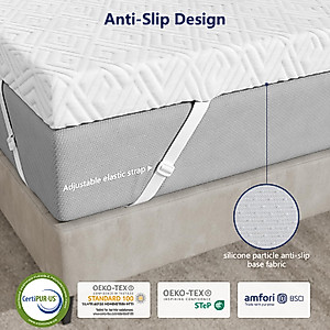 zibroges Memory Foam Mattress Topper - 3 Inch Gel Mattress Pad for Pressure Relief, Premium Soft Cooling Sleep Bed Topper, Non-Slip Design with Removable & Washable Cover, CertiPUR-US Certified, Twin