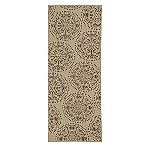 Silk Road Concepts Collection Rugs, 2'7" x 7', Beige Medallion