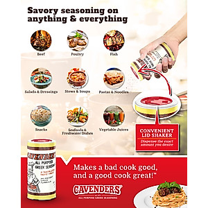 Cavender's All Purpose Greek Seasoning - 8 oz (pack of 4) and exclusive Cavender's Recipe 4 Pack box!!