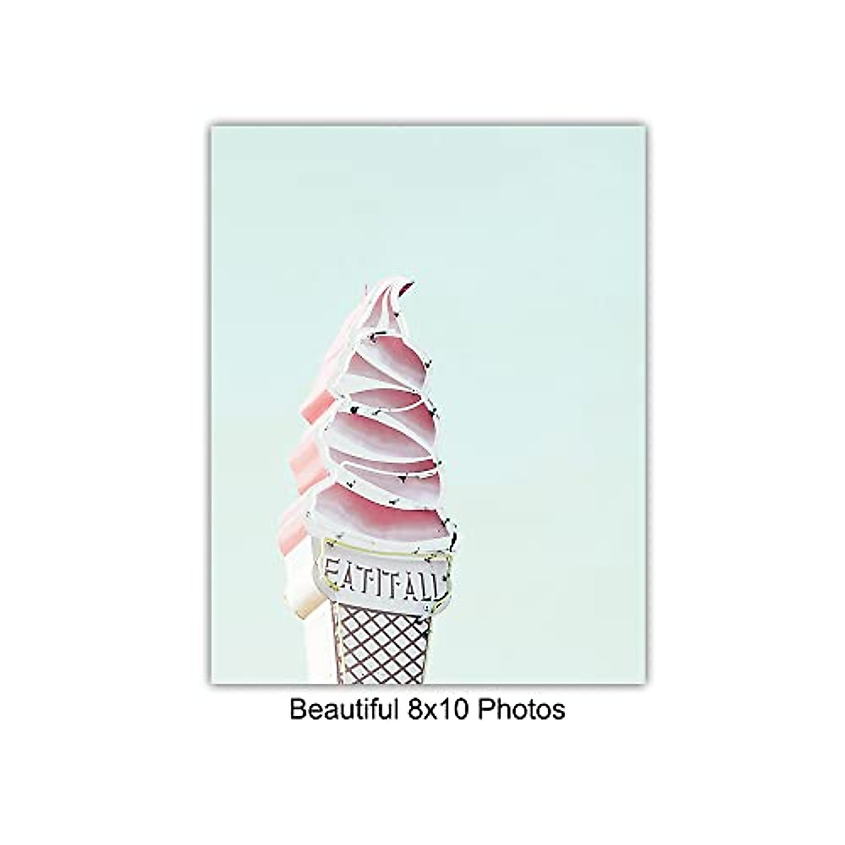 Tropical Summer Wall Art Set - 8x10 Nautical Ocean Poster Prints for Beach House Decor, Home Decoration - Cool Chic Gift - Unframed Nautical Photo Pictures - Flamingo, Palm Tree, Wave, Water