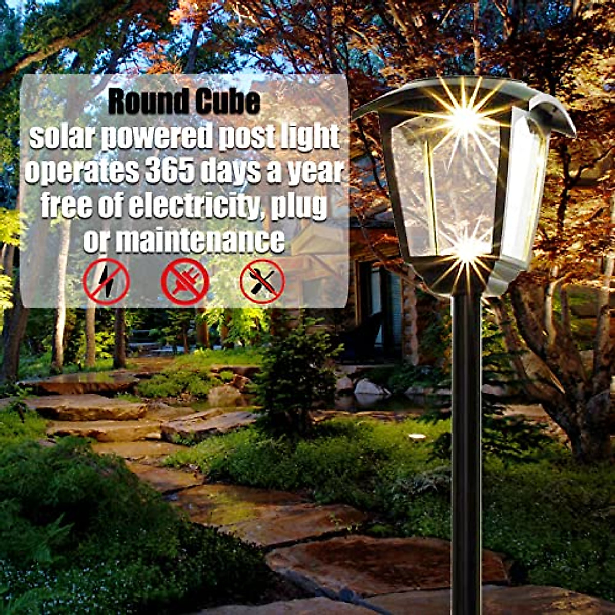 Solar Lamp Post Lights Outdoor Waterproof 68" Super Bright 100 Lumen Solar Pole Lights Outdoor for Garden Lawn Patio Porch Backyard Pathway Driveway USB Rechargeable Warm White & White Lights