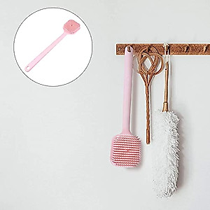 ZCX Body Brushes Silicone Bath Brush, Soft Bristles Body Shower Brush Back Brush Scrubber with Long Handle for Shower Body Brushes (Color : Pink)