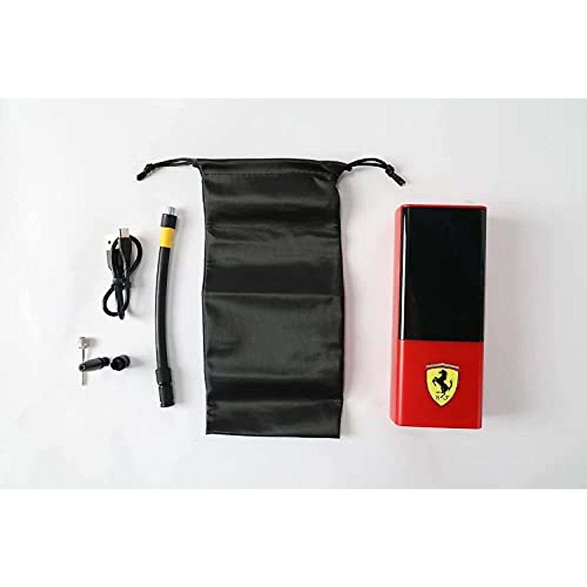 DAKOTT Ferrari 3pcs Set Includes- Ferrari Drawstring Backpack- Ferrari No. 2 Soccer Ball & a Ferrari Portable Air Compressor, 150 PSI Battery Power Tire Inflator Air Pump.