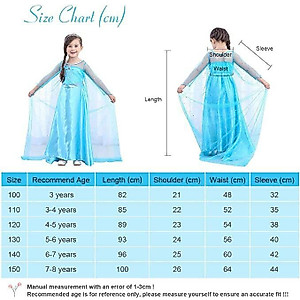 URAQT Princess Dress Costume for Girls Princess Costume Fancy Dress Up for Christmas Birthday Party Queen Cosplay with Crown Wand