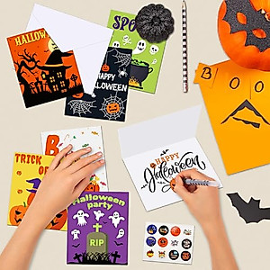 NEBURORA 30 Pack Halloween Greeting Cards with Envelopes and Stickers for Halloween Party Favors Gifts Goodie Bag Fillers