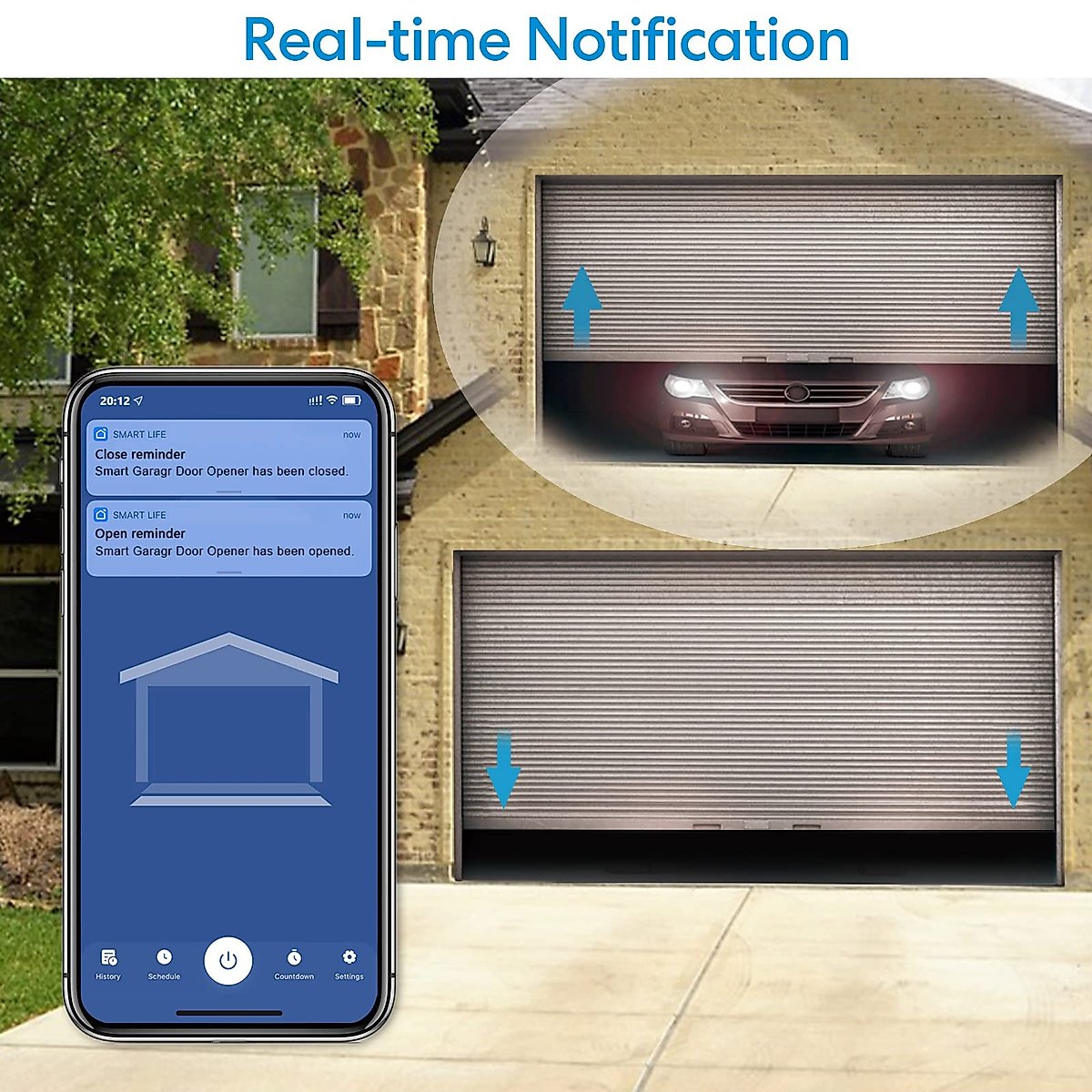 LoraTap Smart Garage Door Opener with Wireless Remote, Alexa & Google Assistant Compatible, Real-Time Alerts, Easy Installation
