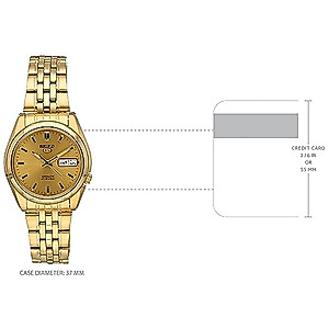 SEIKO Men's SNK366K 5 Automatic Gold Dial Gold-Tone Stainless Steel Watch