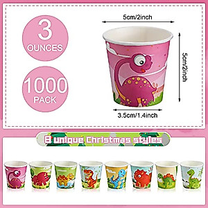 Dingion 1000 Pack 3 oz Bathroom Cups Small Paper Cups Disposable Mouthwash Cups Cute Paper Cups Espresso Cups Disposable Cups for Bathroom, Office, Party, Coffee, Water, Juice, Dinosaur Style