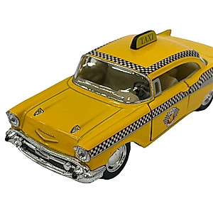 KiNSMART 1957 Chevy Bel Air Coupe Classic Taxi Cab 5" 1:40 Scale Die Cast Metal Model Toy Car