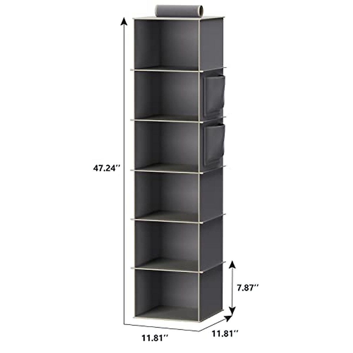 YOUDENOVA Hanging Closet Organizer and Storage, 6-Shelf Closet Hanging Storage Shelves,Grey
