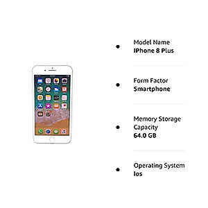 Apple iPhone 8 Plus, 64GB, Silver - For AT&T / T-Mobile (Renewed)