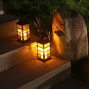 AicooFest Solar Lantern Outdoor Hanging Solar Candle Lights Decorative Table Lantern Waterproof Flameless LED Candles for Your Home Garden Table Patio